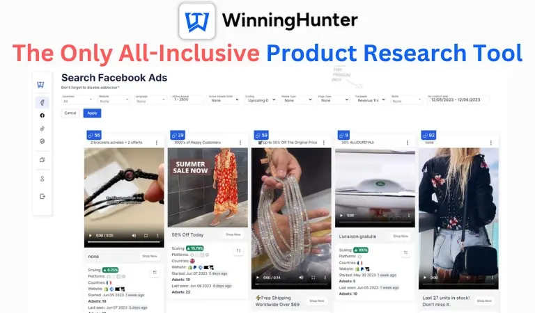 WinningHunter Review | #1 Products Research & Ads Spy Tool